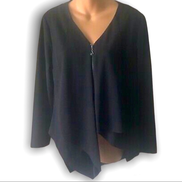 Samuel Dong | Jackets & Coats | Samuel Dong Black Asymmetrical Ruffle ...